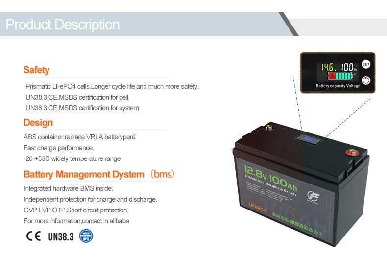 12v 24 Volt 100ah Solar Lifepo4 Battery Energi Storage Bluetooth ...