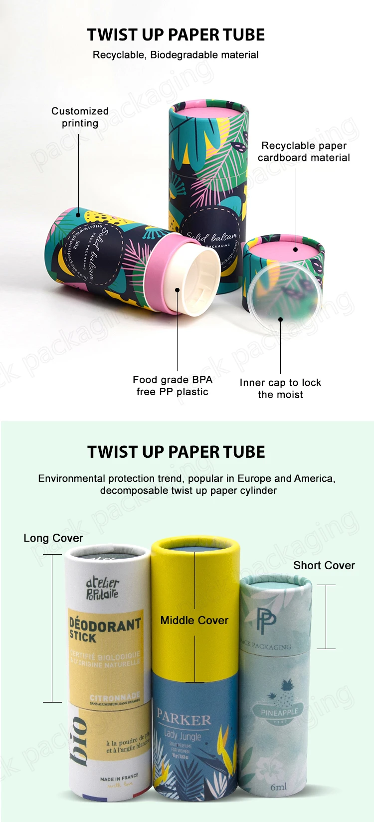 Eco-friendly Paperboard Container for Deodorant Lip Balm