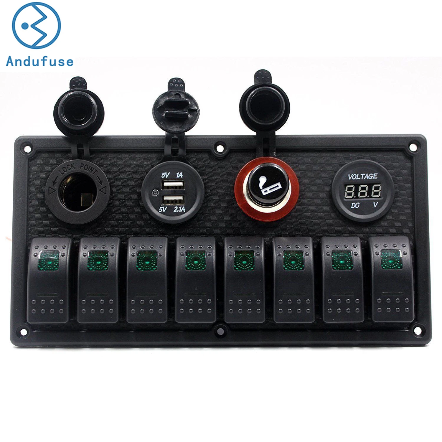 8 Gang Marine Rocker Switch Panel Waterproof With Digital Voltage ...