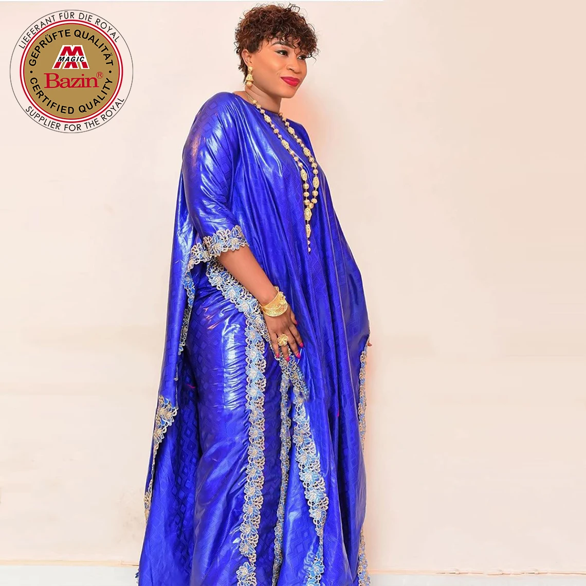 African Bazin Riche Dress 2-Pieces Set Boubou With Lining 100% Cotton ...