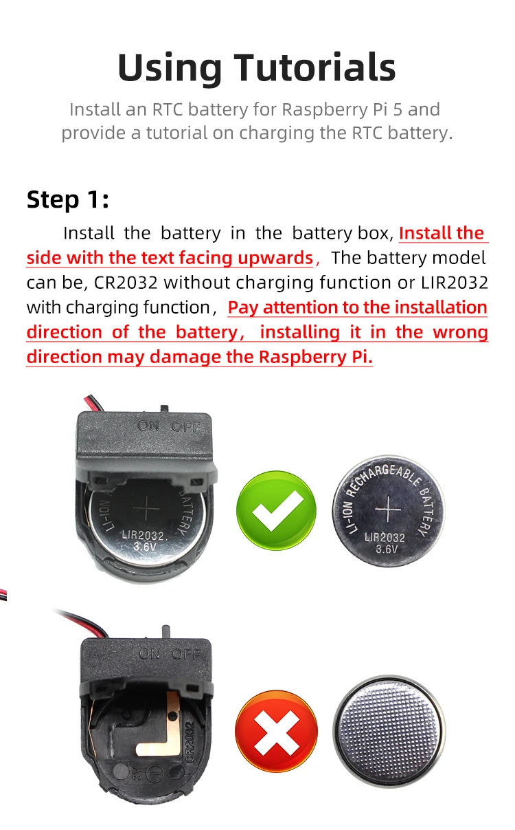Raspberry Pi 5 Real-Time Clock Battery - RTC Battery Box