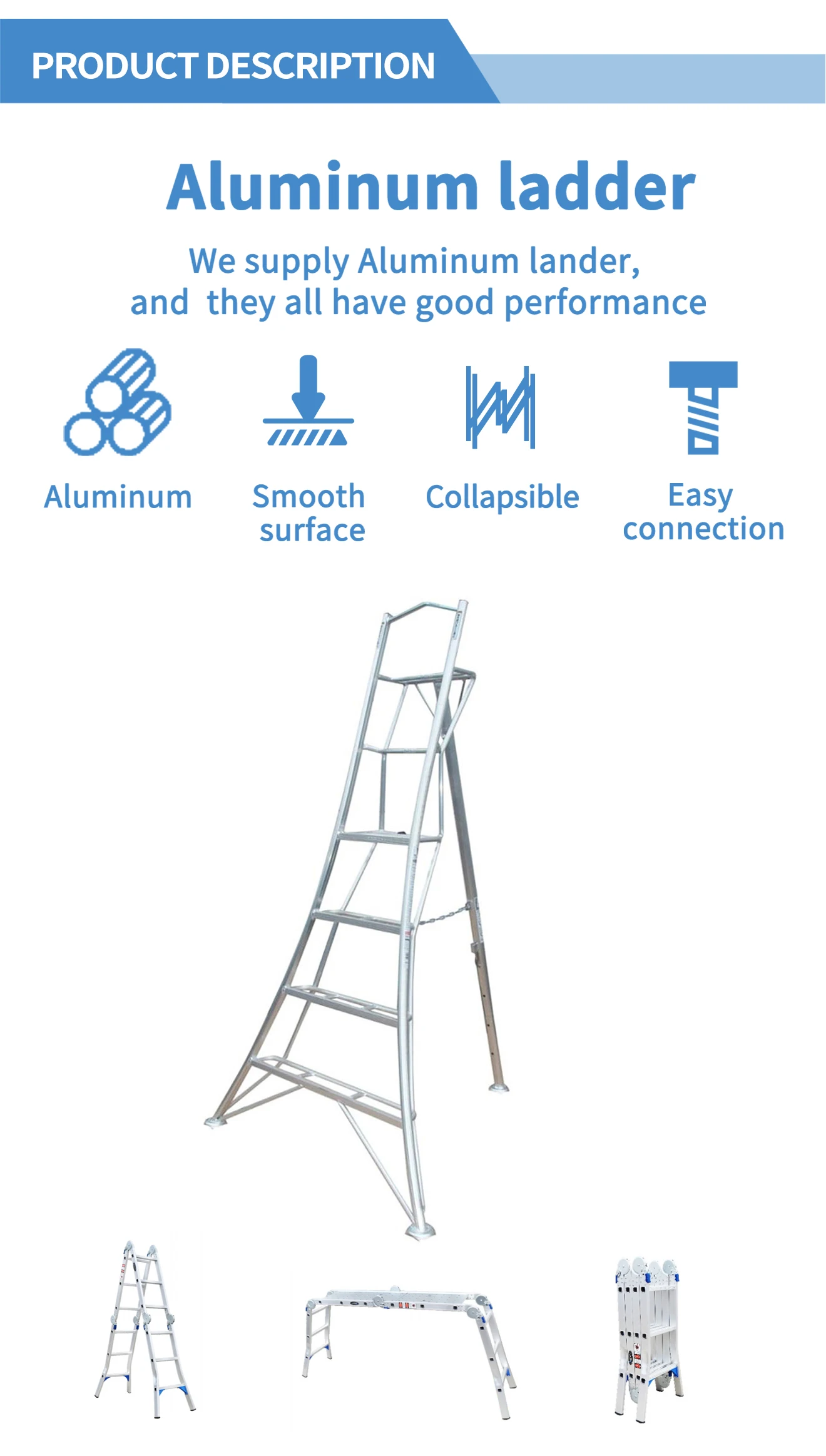 Aluminum Foldable Telescopic Double Ladder A-frame Ladder - Buy ...