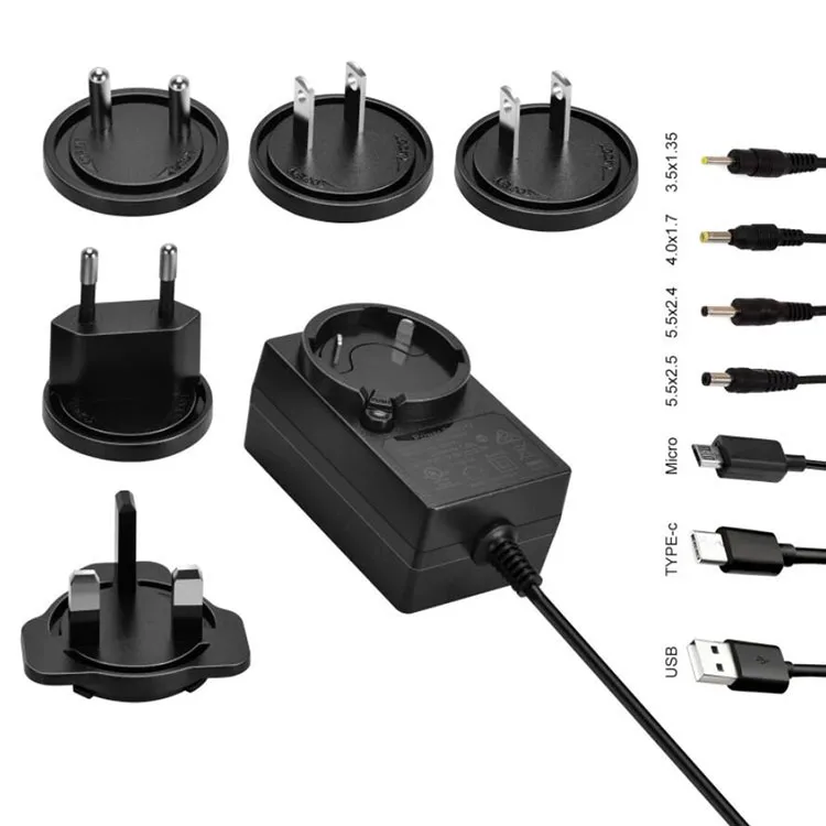 Interchangeable Plug Adapter 5v 1a Power Supply 5 Volt 1 Amp Ac Dc Charger Adaptor With Us Eu Uk ...