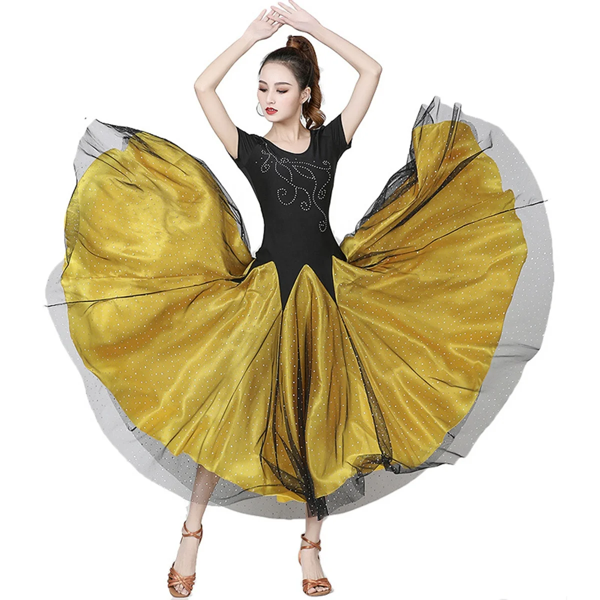 Modern Dancing Costume Ballroom Practice Short Sleeve Top Skirt Suits 5 ...