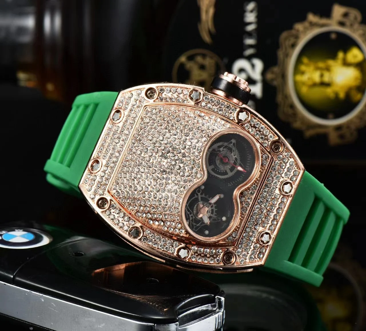 Full Stone Hip Hop Style Fashion Quartz Watch For Men - Buy Rubber Belt ...
