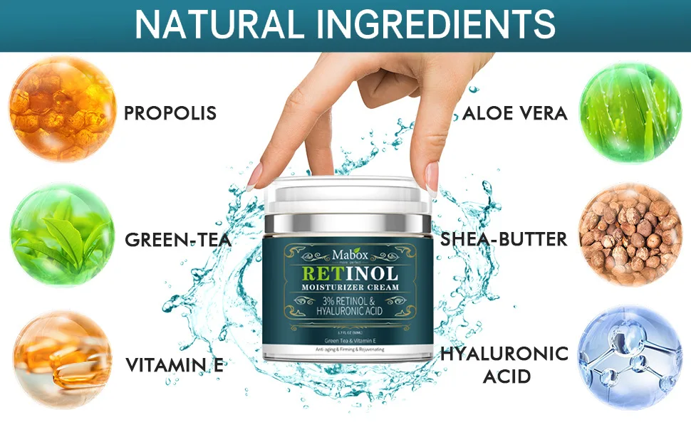 Mabox Retinol Hyaluronic Acid Facial Moisturizing Cream Vitamin A ...