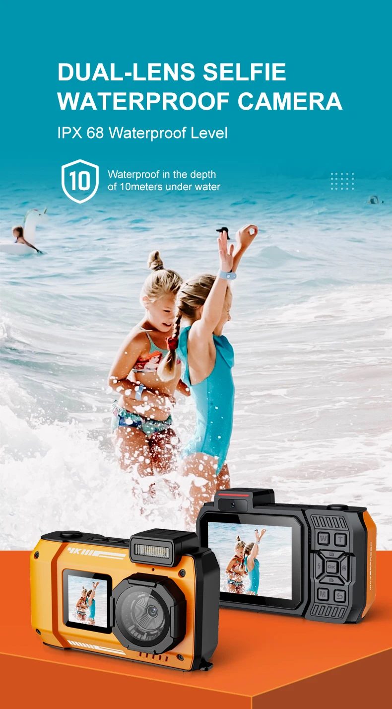 2024 Best Underwater 7 Meter Ip68 Waterproof Camera Dual Screen Compact ...