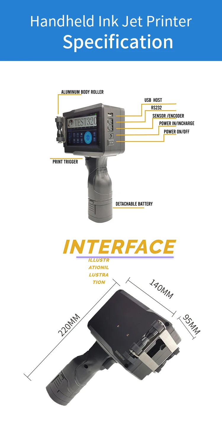Pf320 New Design Type Intelligence Coding Inkjet Hand-held Ink Jet ...