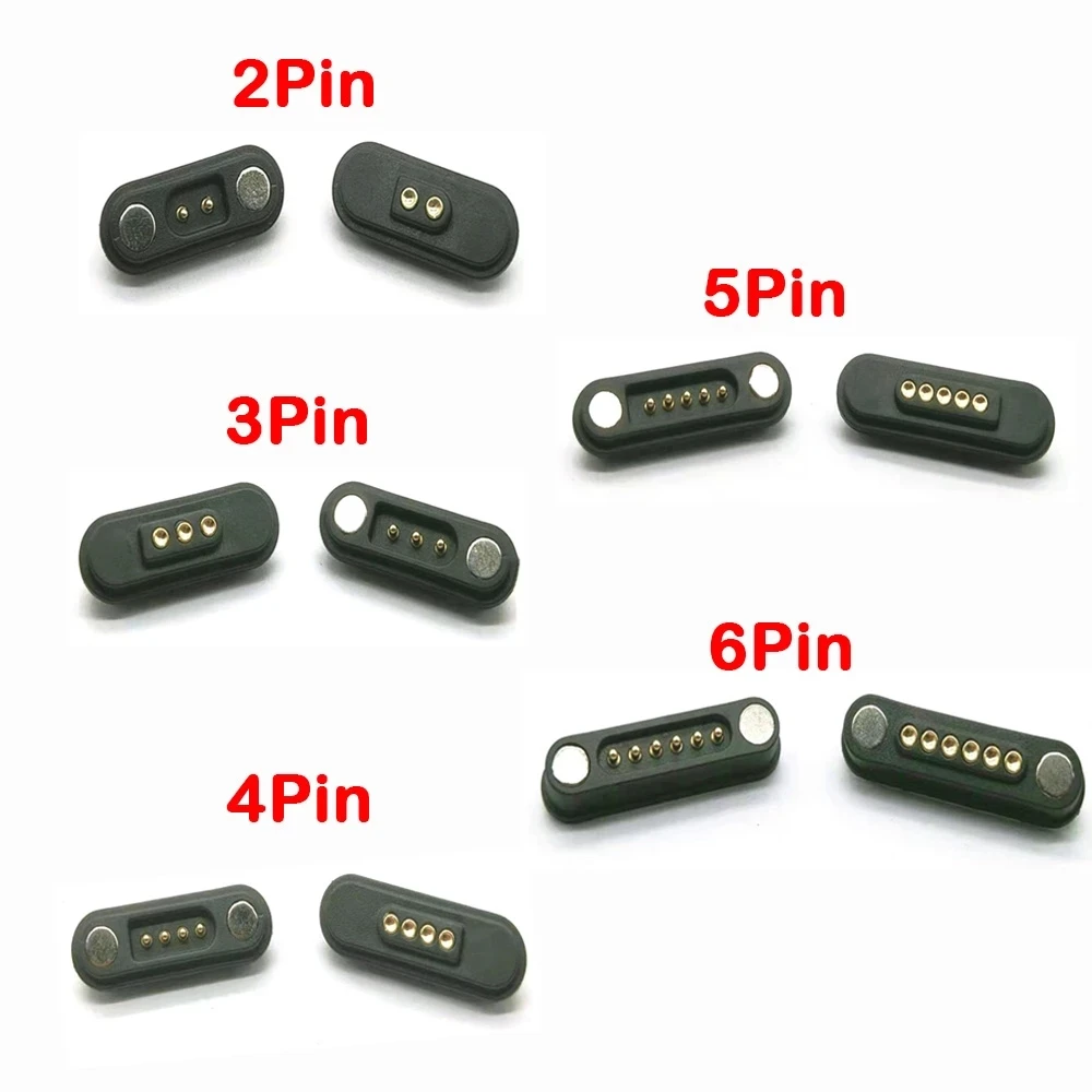 2A Waterproof Magnetic Pogo Pin Connector 2 / 3 / 4 / 5 / 6 Pins Spring ...