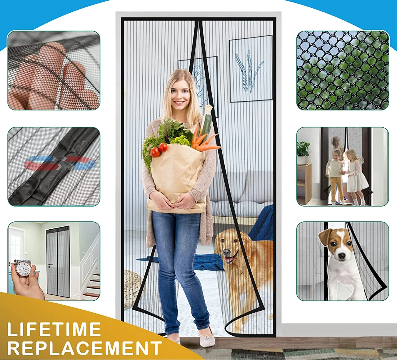 Wholesale Magnet Fly Window Door Mosquito Net Fiberglass Mesh Magnetic ...