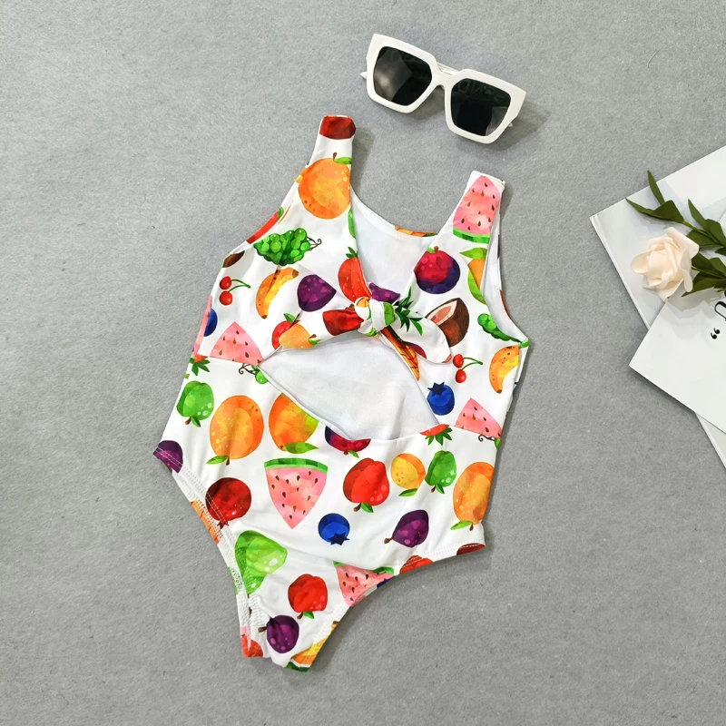 Little Girls New Sleeveless Bikini Fruit Print Cut-out Swimsuits Nylon ...
