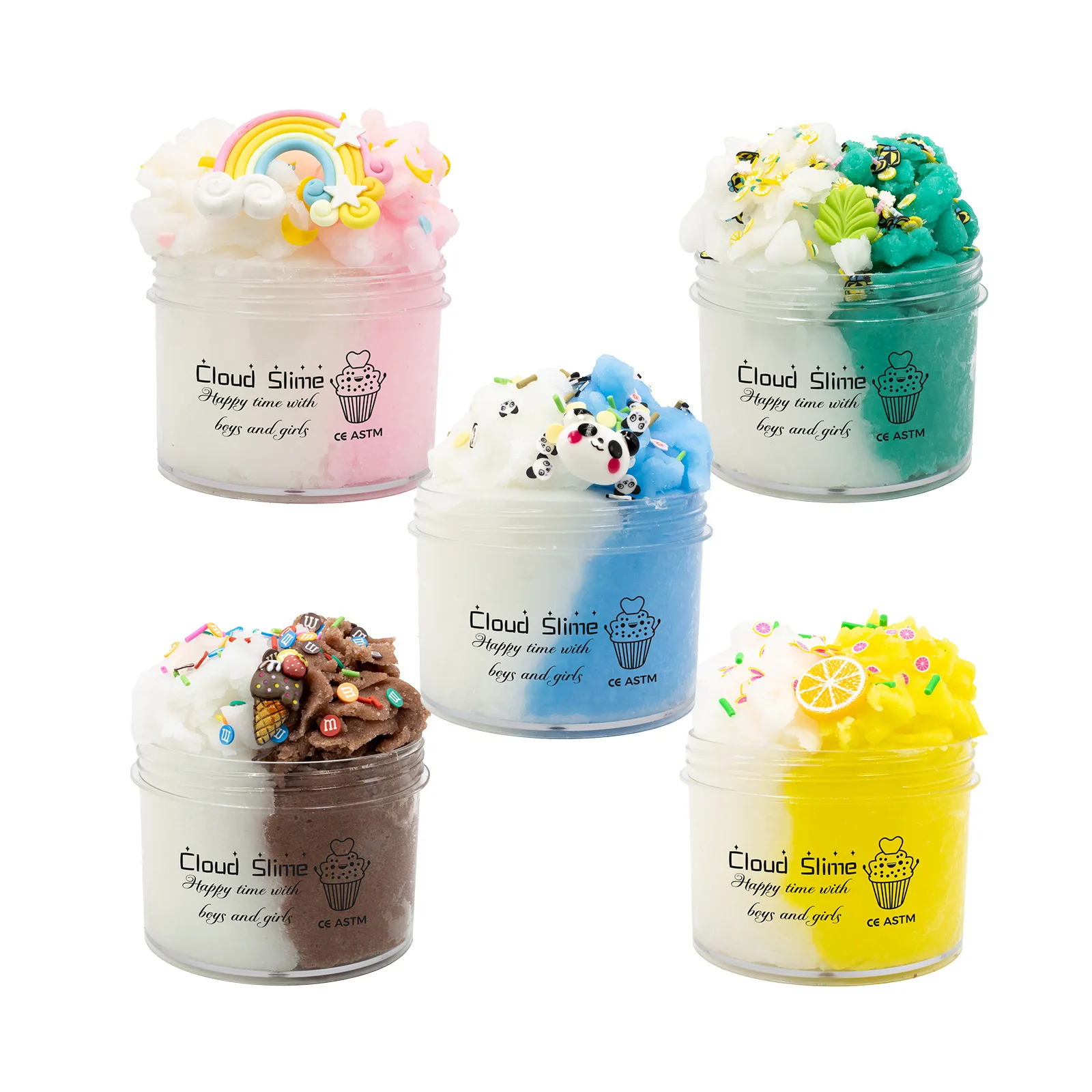 Lovely Rainbow Cloud Mud Ice Cream Silk Mud Diy Slime Colored Mud Toys ...