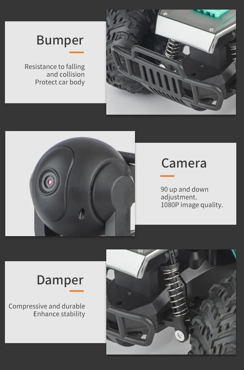 Wifi Alloy Camera Rc Car With Lights Off-road Climbing High Speed Car ...