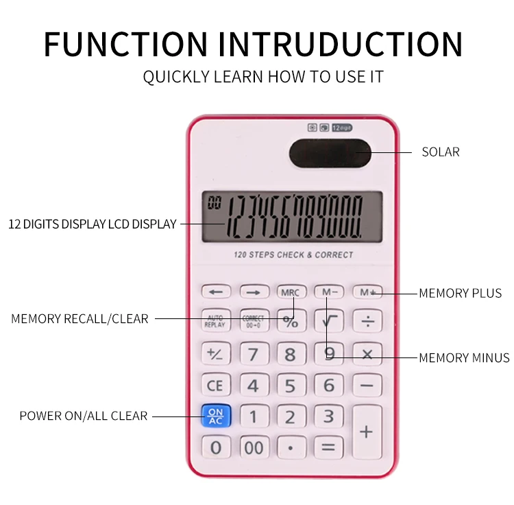 12 Digit Double Power Office Special Cheap Dual Power Solar Custom Cute ...
