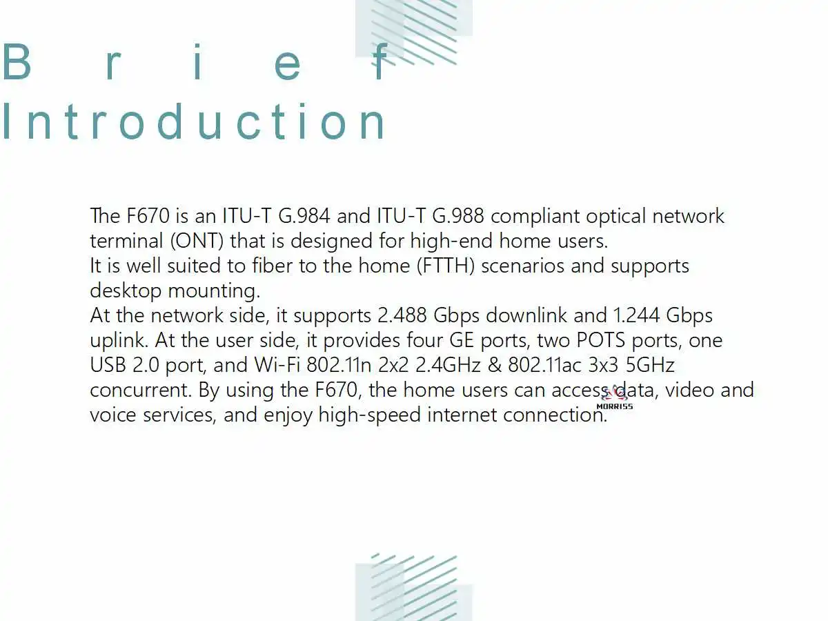 ZTE F670L Ont - Dual Band Wifi Gpon Fiber Router for FTTH
