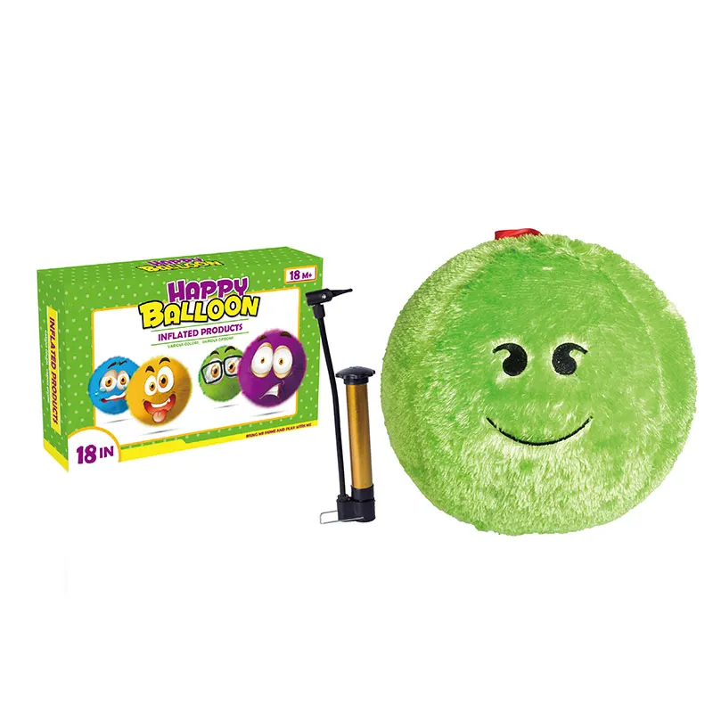 Kids 18 Inch Expression Bouncy Ball Toy Inflation Ball Plush With Pump ...