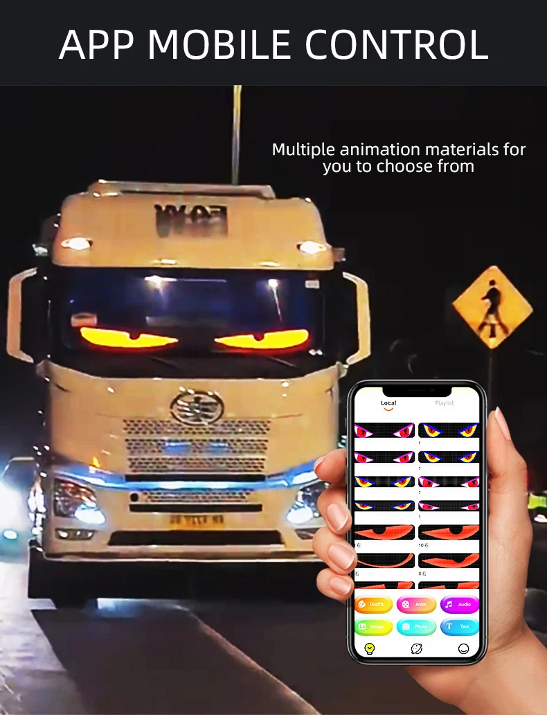 Dynamic Animated Vehicle Demon LED Display Car Sticker Screen LED ...