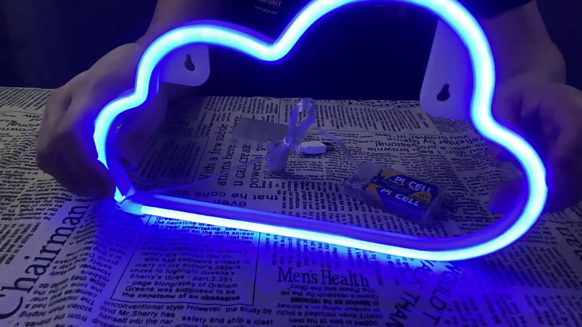 Blue Neon Light Hanging Usb Battery Operated Night Lamp Led Cloud Neon ...