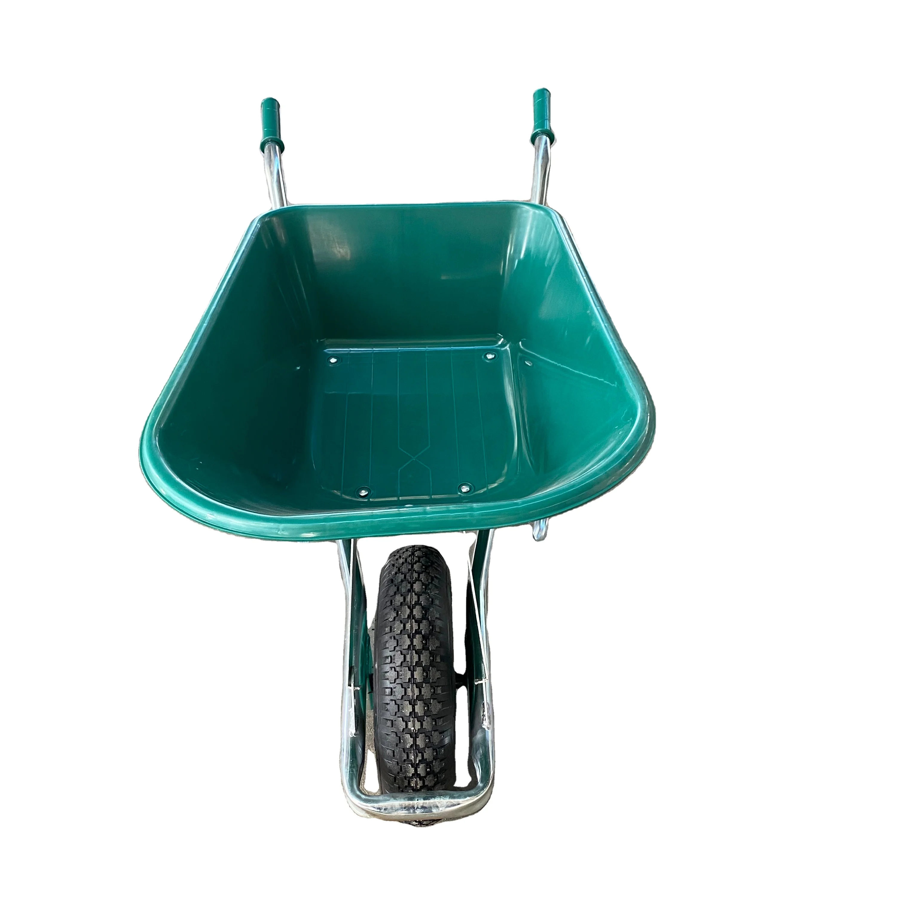 Green Plastic Tray Galvanized Frame Wheelbarrow for Construction Use ...