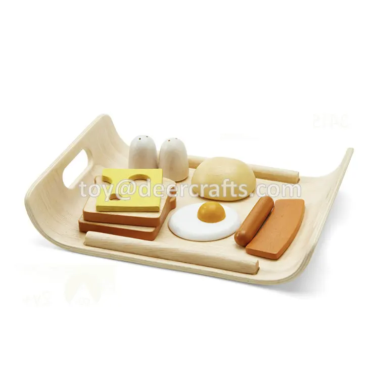 Hot Selling Kids Pretend Play Food Simulation Wooden Breakfast Set Toy ...