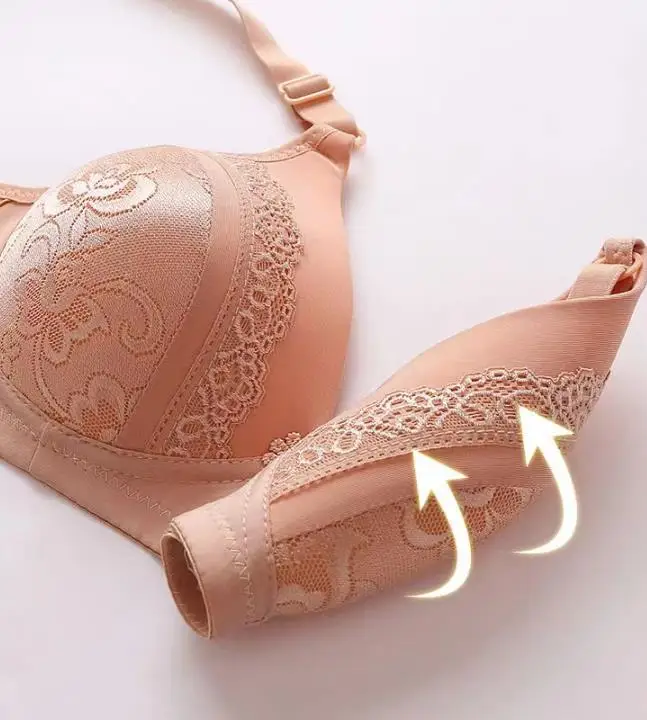 Ladies Lace Breast Lift Plus Size Big Cup Brasier Wire Free Solid Color ...