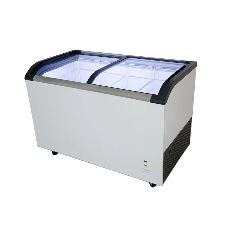 Smad Book - Curved Glass Deep Transparent Ice Cream Display Freezer