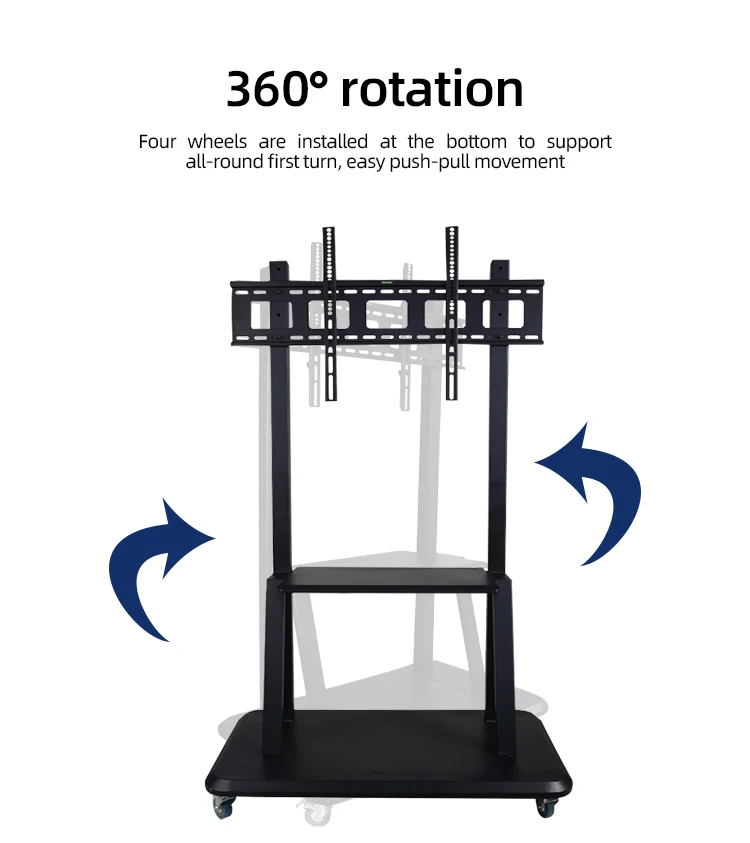 55 65 75 86 98 110 Inch Adjustable Height Floor Mobile Stand for LED TV ...