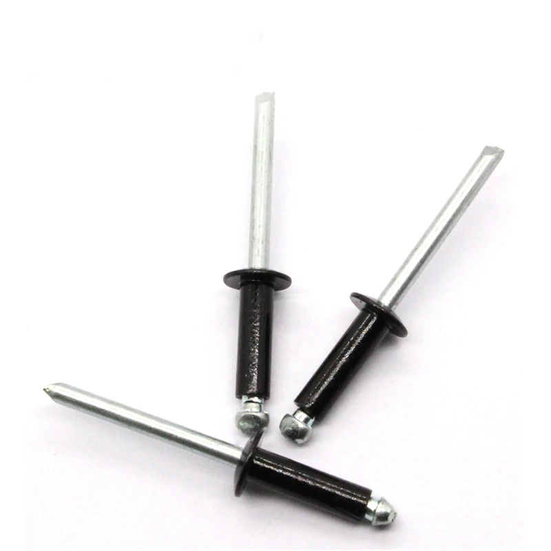 Aluminum Steel Painted Black Rivet Domed Head Open End Blind Rivets 5/ ...