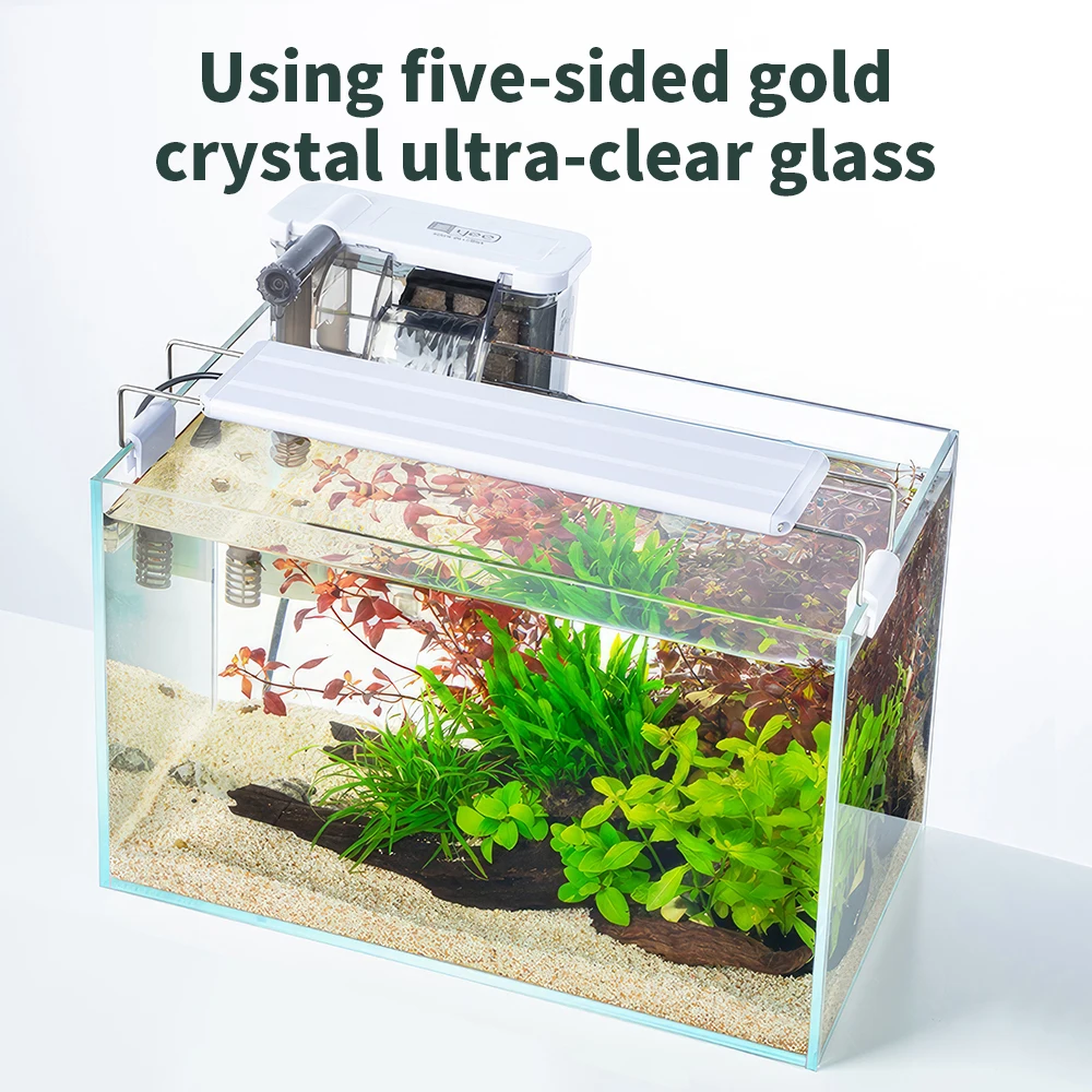 Yee Super White Glass Aquarium Fish Tank Right Angle Water Grass ...