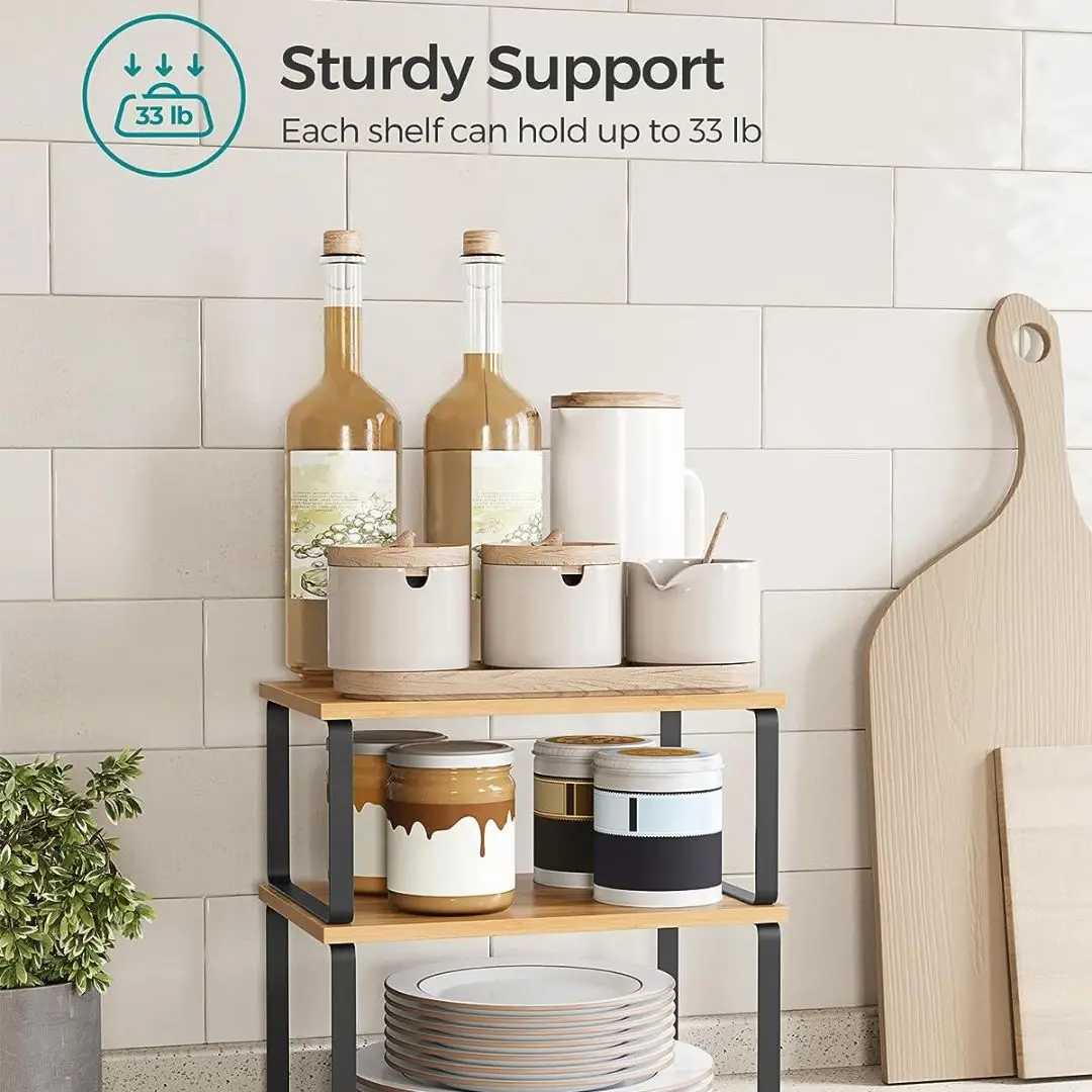 Stackable Expandable Kitchen Cabinet Organizer Shelf Kitchen Counter ...