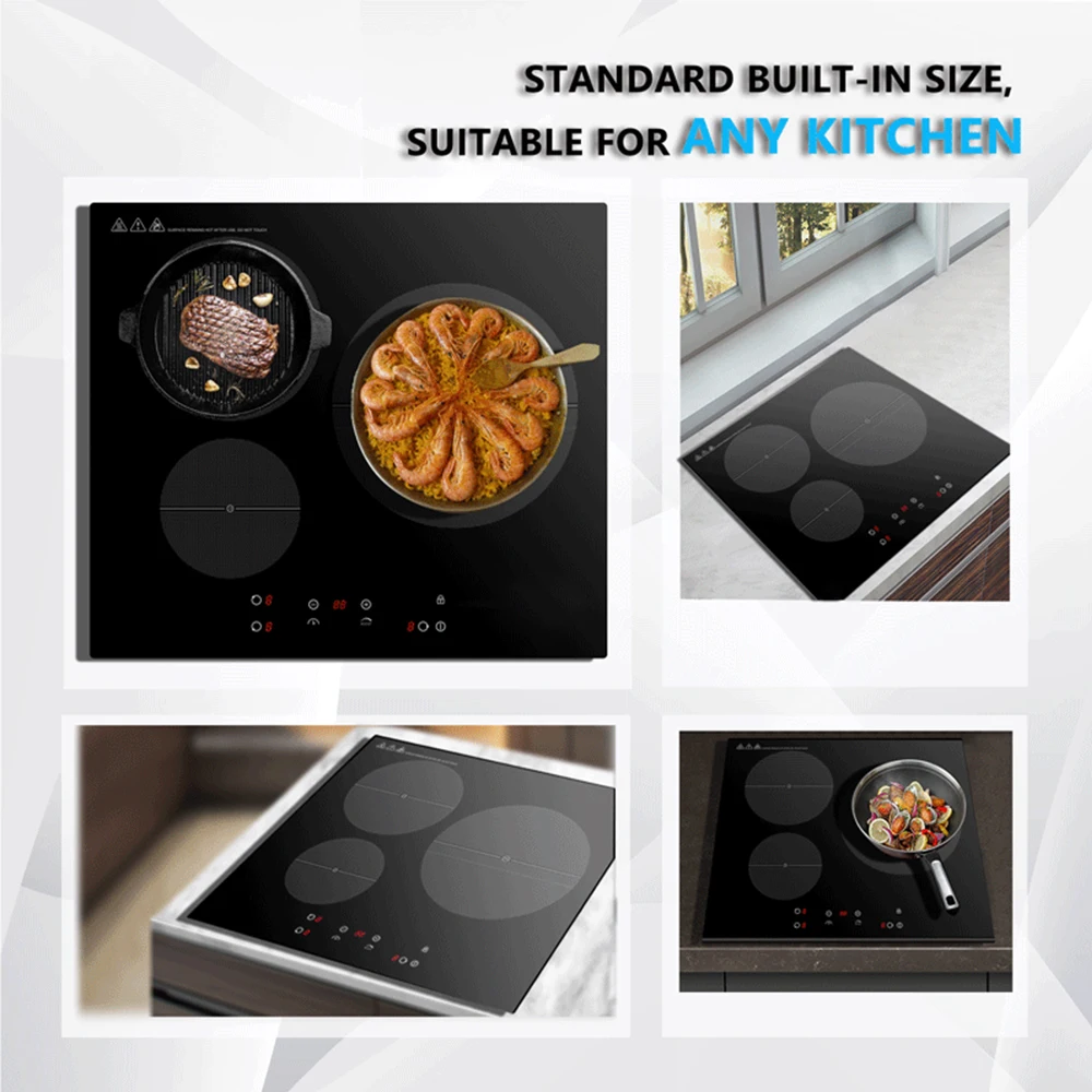 6500w 3 Burners Built-in Induction Cooker Heating Zones Touch Control 2 ...