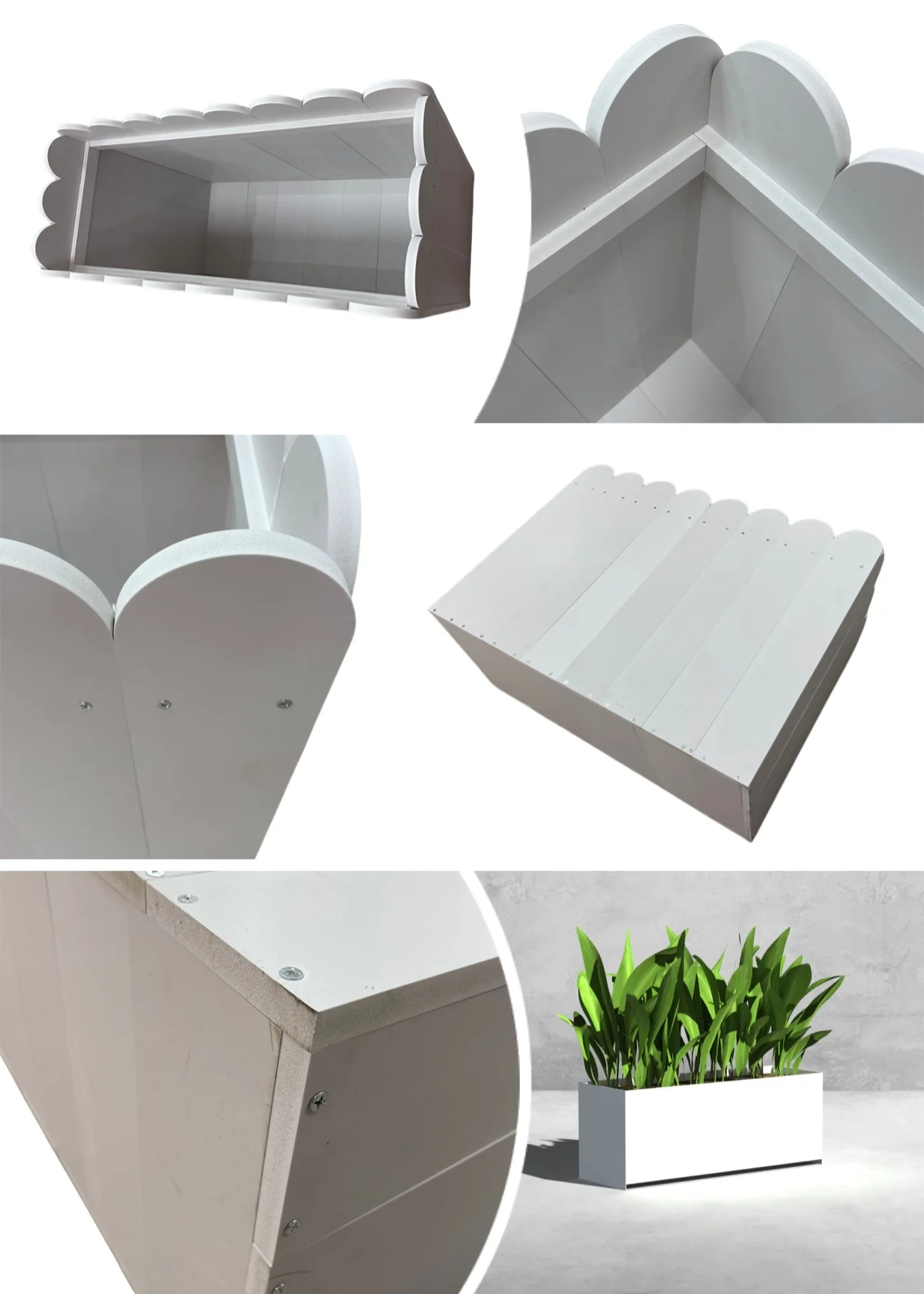 Customizable White Pvc Planter Box For Artificial Flowers & Succulents