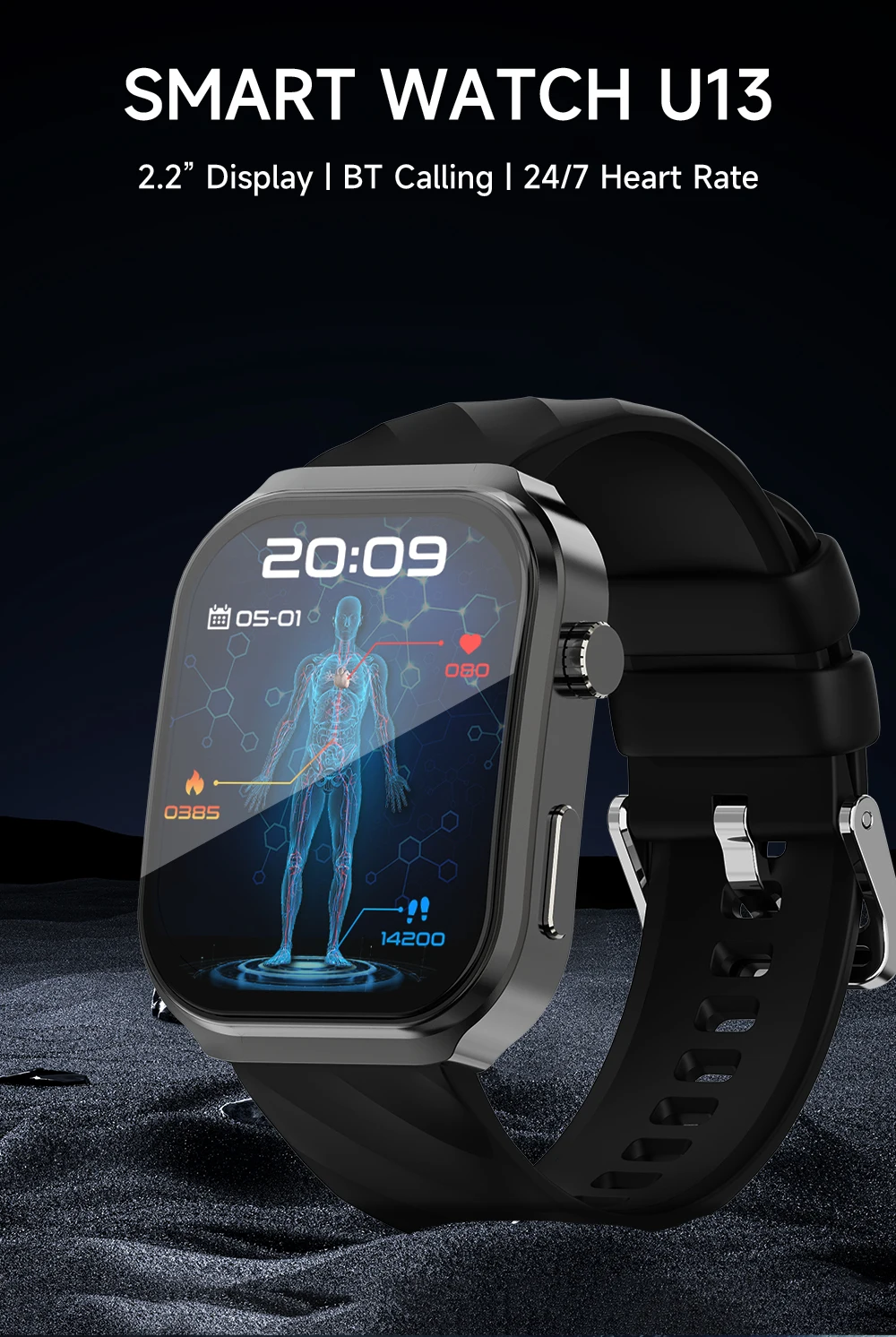 DF U13 Men's 2.2inch Square Screen IPS Smartwatch Sports Fitness ...
