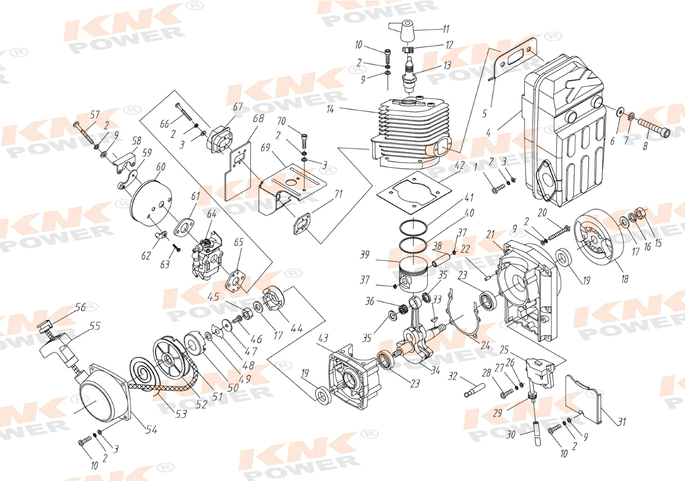 Original Kasei Parts For Eb-650 63.3cc Backpack Engine Blower - Buy Eb ...