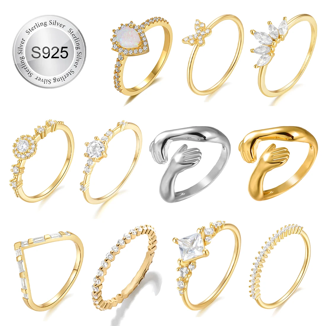 Alibaba.com: 925 Sterling Silver Chain Link Rings with 18k Gold Plating ...