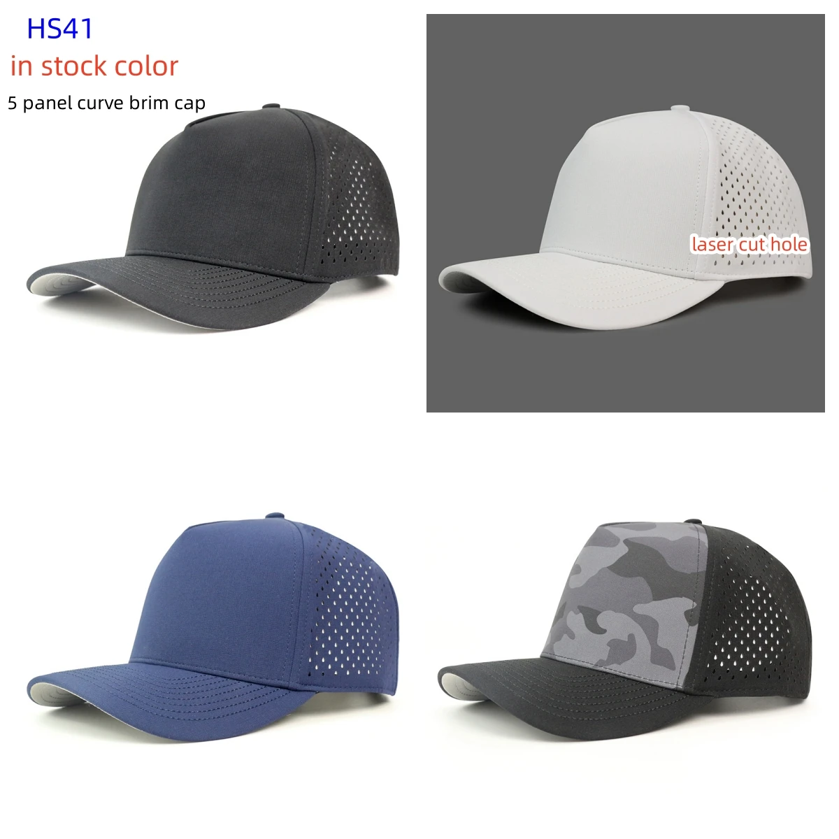 HS41 White Custom Embroidered Logo Women Men Golf Hat