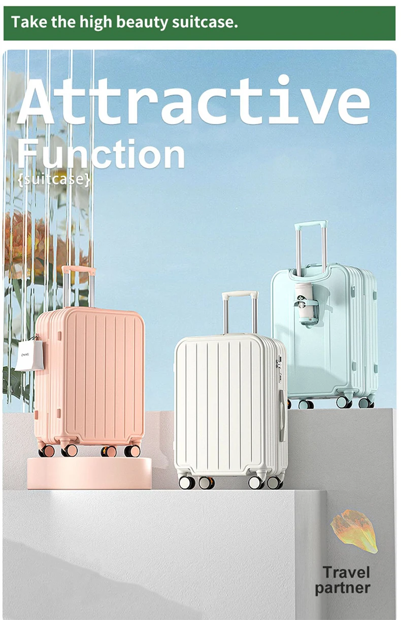 Multi-functional Fashion Luggage With Water Cup Holder Usb Interface ...