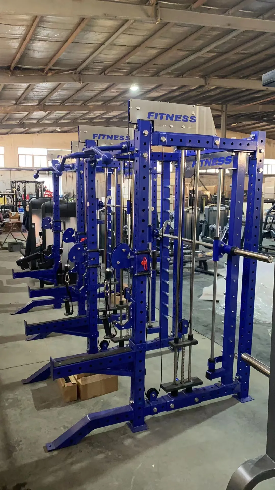 Multi Functional Squat Rack Combo Smith Cable Crossover 75*75*3mm Power ...