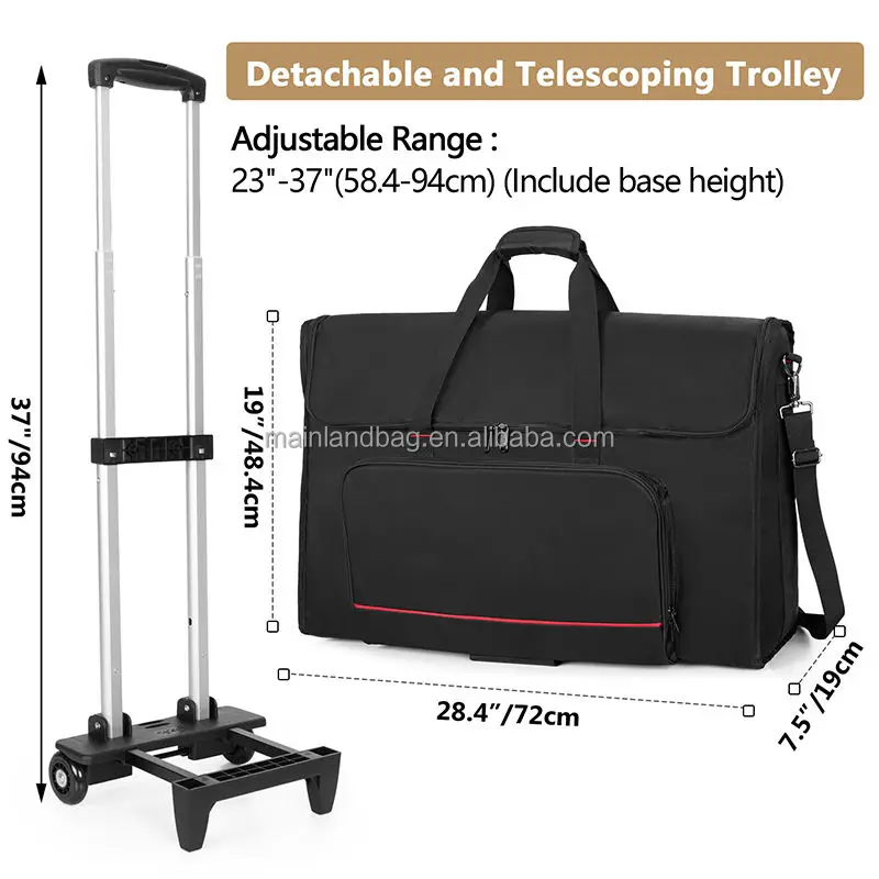 Custom Travel Rolling Case for 24-27 Inch Monitors - Padded Monitor Bag ...