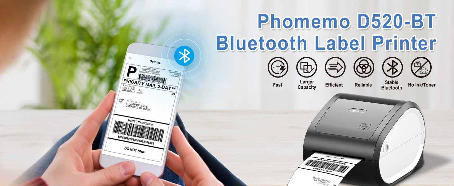 Pomemo Bluetooth Thermal Label Printer 4x6 - D520bt Wireless Shipping ...