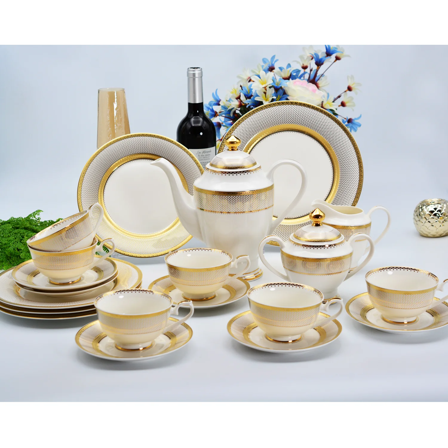 KAROSA ROYAL Hi 98pcs Gh Quality Embossed Pure Gold Dinner Set