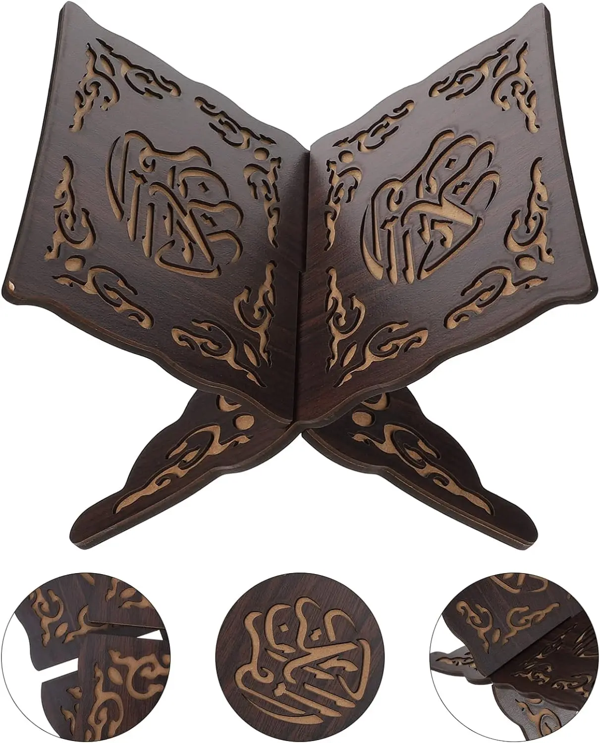 Wooden Quran Book Stand - Muslim Book Holder Islam Foldable Rehal