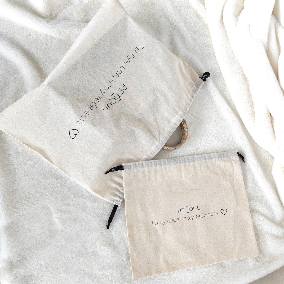 Custom Printed Cotton Drawstring Bags - Large Organic Muslin Gift Pouch ...