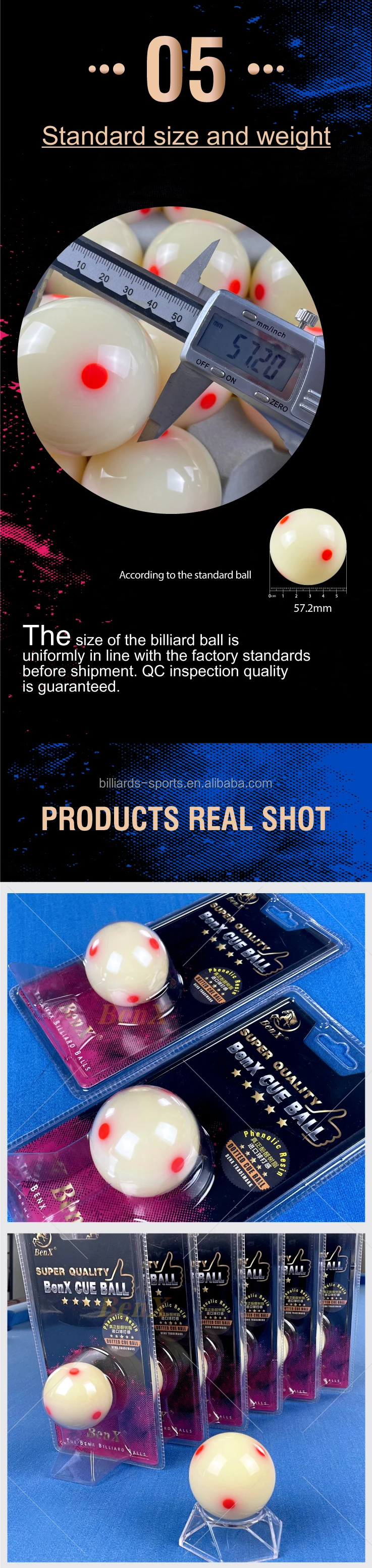 Benx Individual High Quality Phenolic Resin Cue Ball 2 1/4" With 6 Red ...