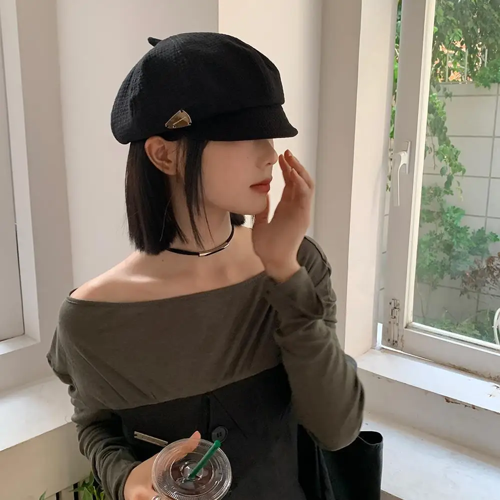 Spring Summer Short Brim Newsboy Cap Designer Octagonal Hat Cotton ...