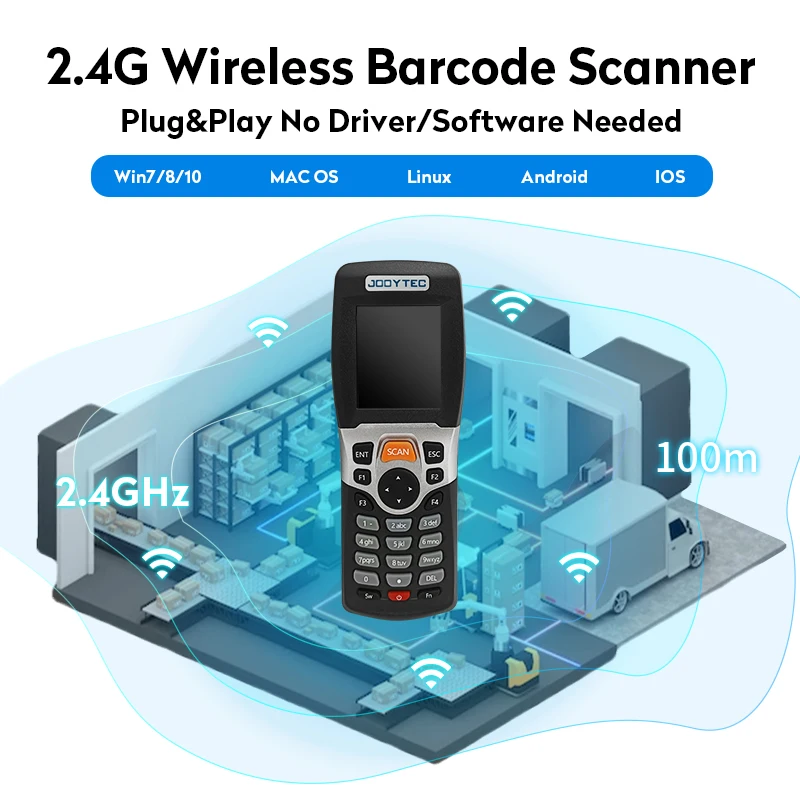 JR S-8103 Ruggedized Wireless Barcode Scanner with 2.2-inch Display ...