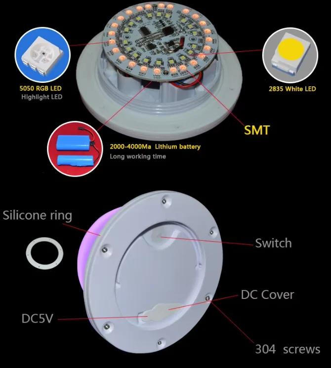 Rechargeable Remote Control Waterproof Dining Tables Illuminated ...
