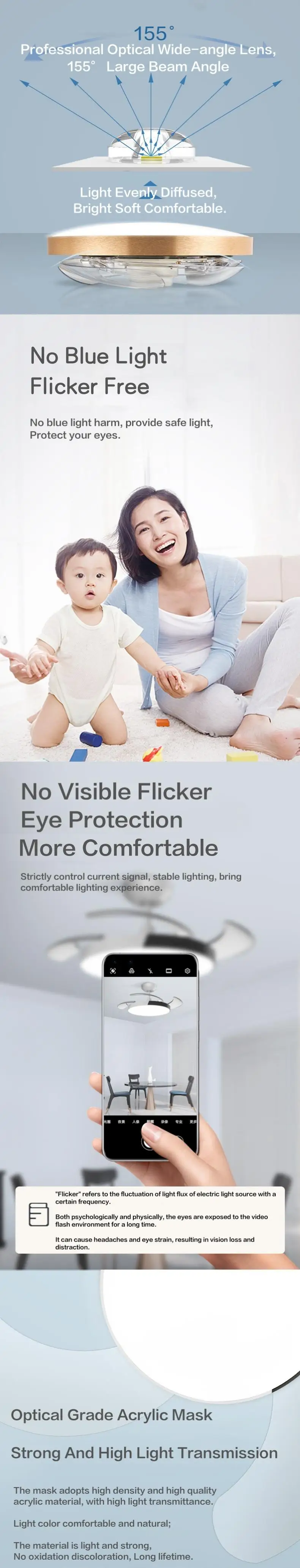 Opple Modern Led Ceiling Fan Lamp Factory 32w Lighting Smart Remote ...