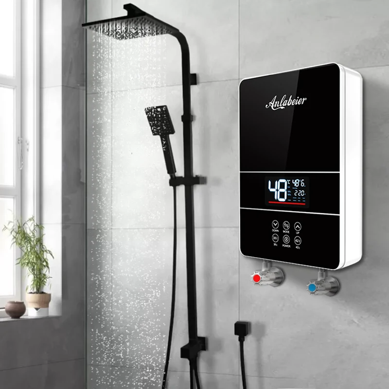 Smart instant electric hot water heaters 6000W best heat remote control electric shower water ...