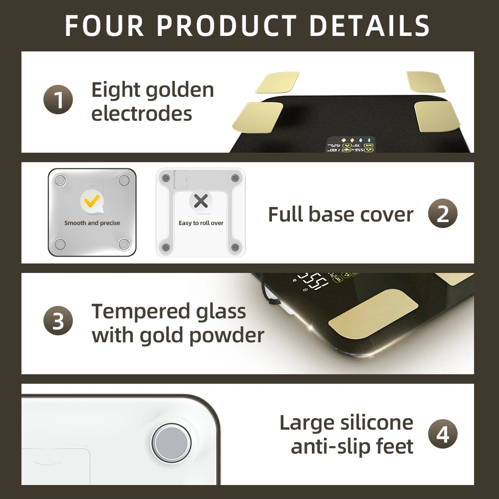 Smart 8-electrodes Digital Body Fat Bmi Bmr Measure Analyzer Scales Smart Fitness Scale - Buy ...